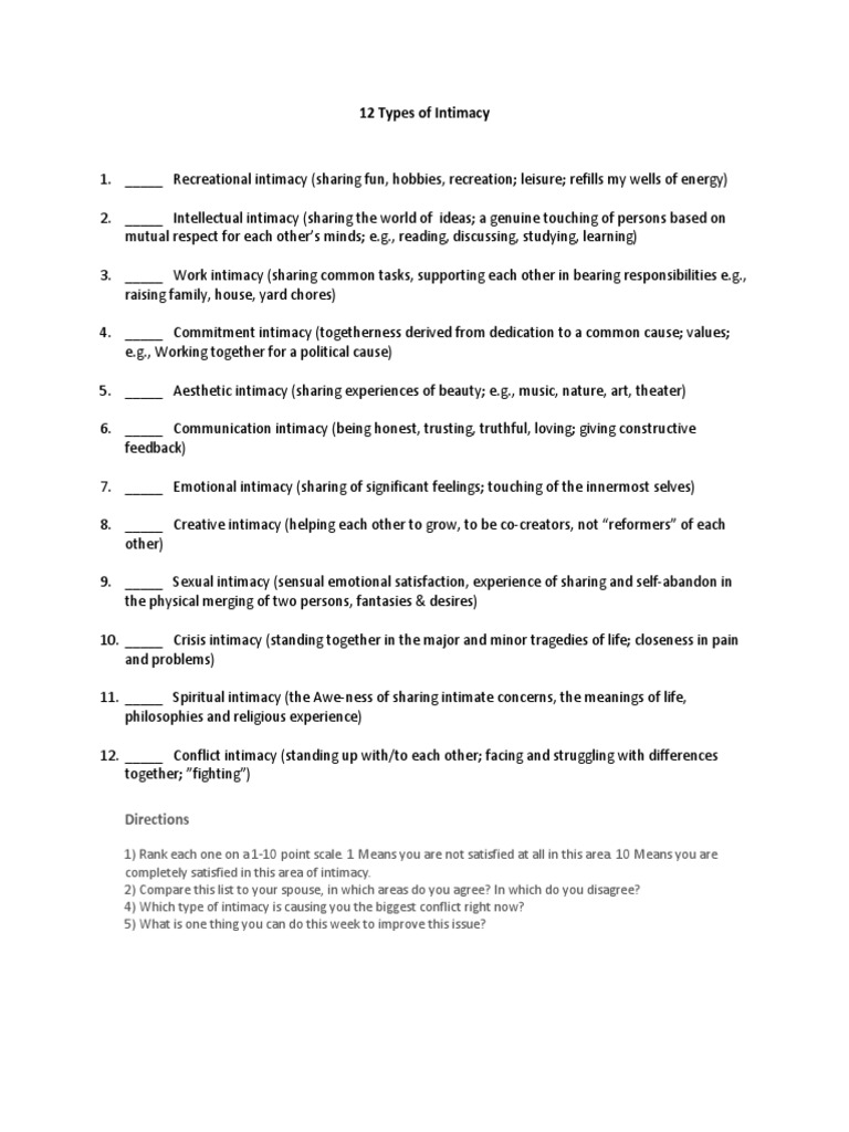 12 Types of Intimacy Explained | PDF | Wellness