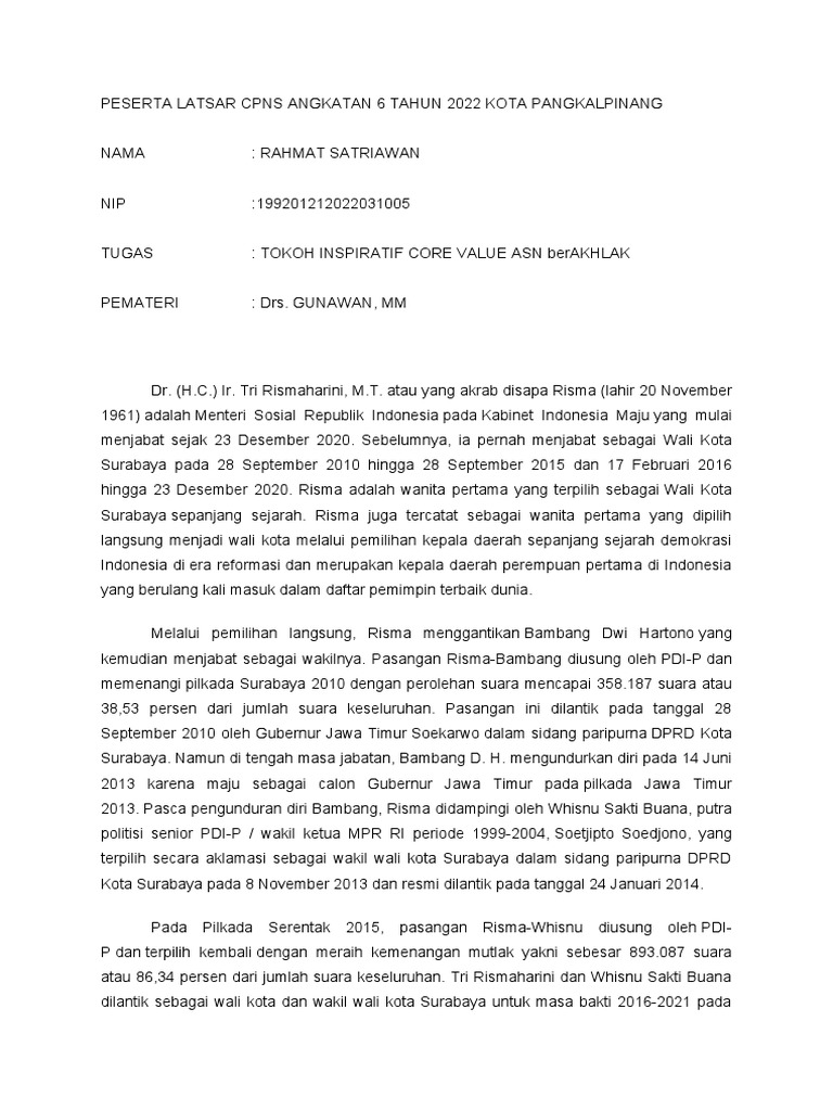 Tri Rismaharini: Sosok Inspiratif dan Pemimpin Visioner Surabaya | PDF | Ilmu Sosial | Perjalanan