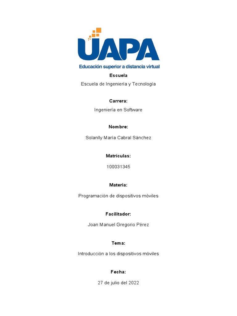 Tarea 1 - Introducción A La Programación de Dispositivos Moviles ... Tarea 1 - Introducción A La Programación de Dispositivos Moviles ...
