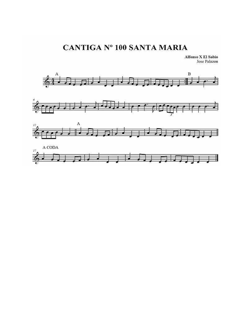 Cantiga 100 Santa María Strela Do Dia | PDF