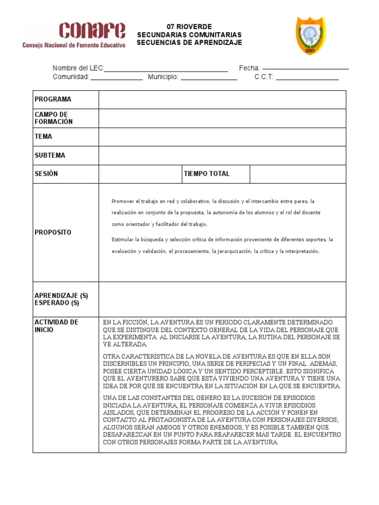 Secuencias de Aprendizaje Secom | PDF | Aprendizaje | Don Quijote