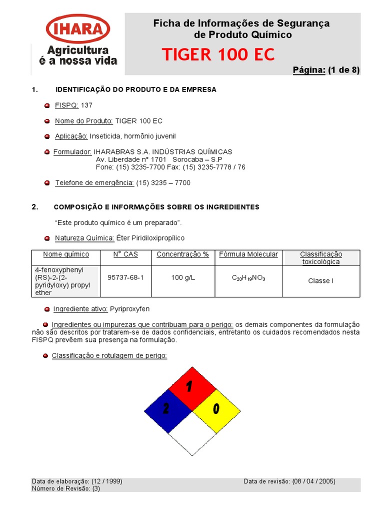 Fispq Tiger 100 Ec | Download grátis PDF | Embalagem e rotulagem ...