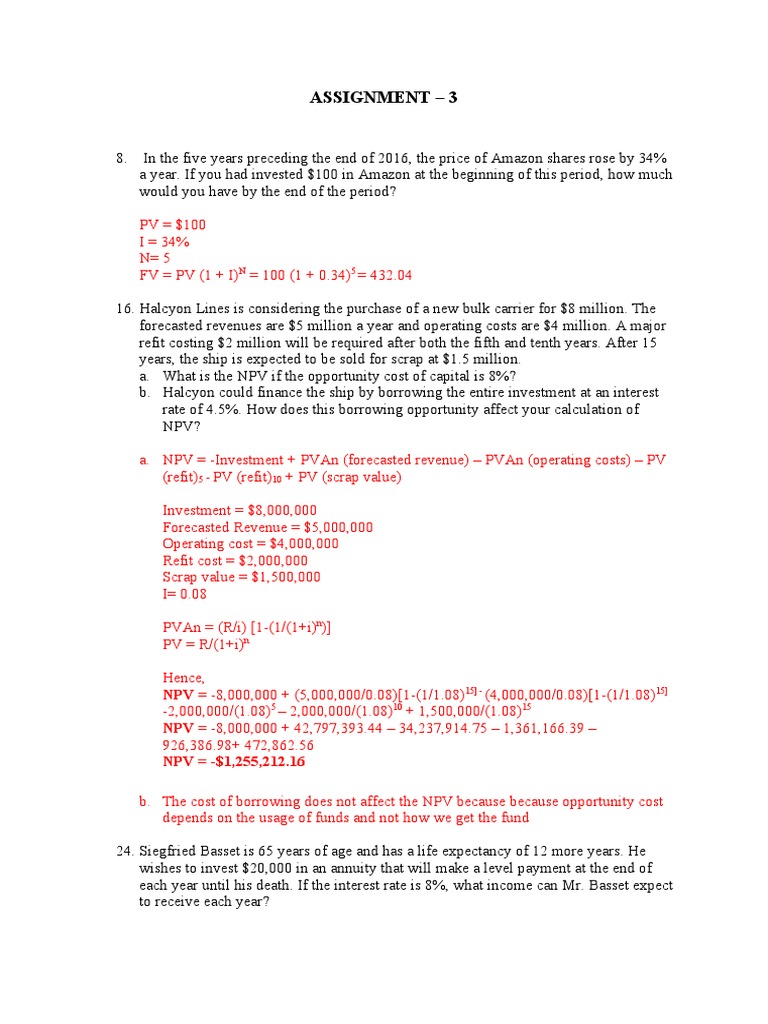 Assignment - 3 | Download Free PDF | Net Present Value | Interest