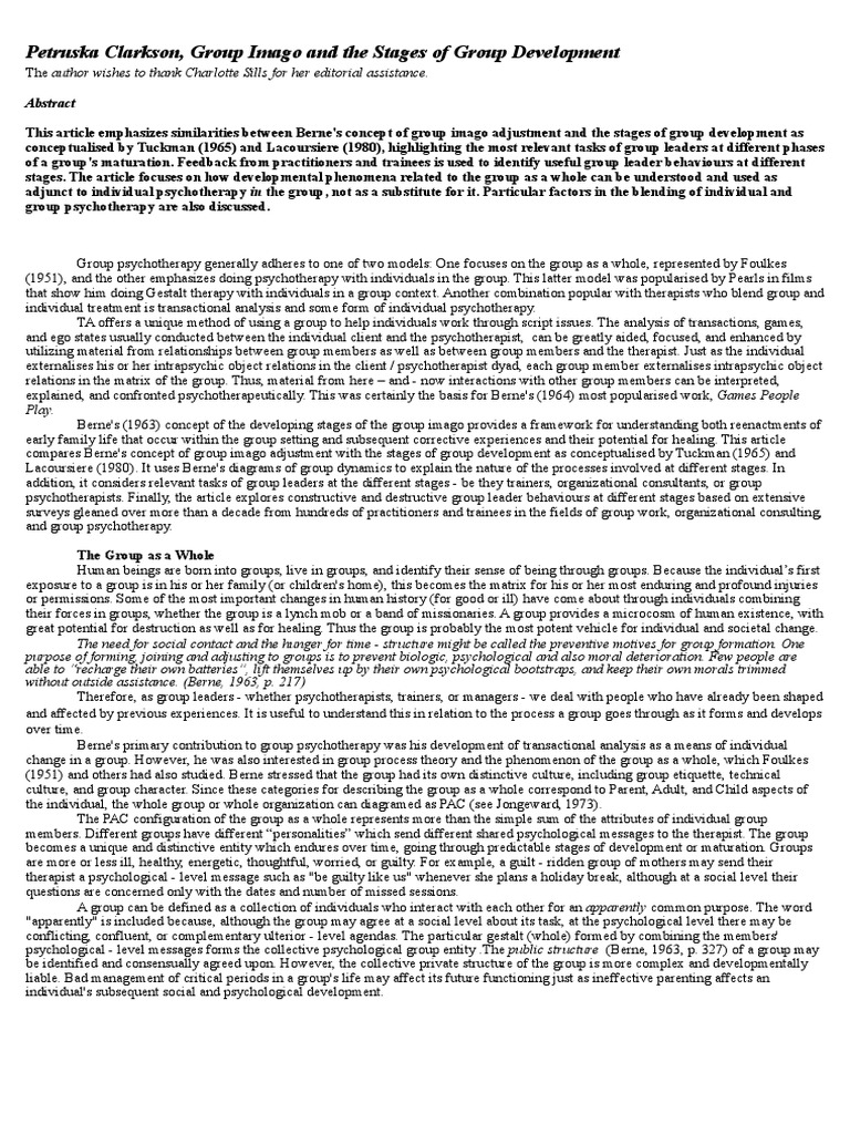 Clarkson Group Imago | PDF | Psychotherapy | Leadership