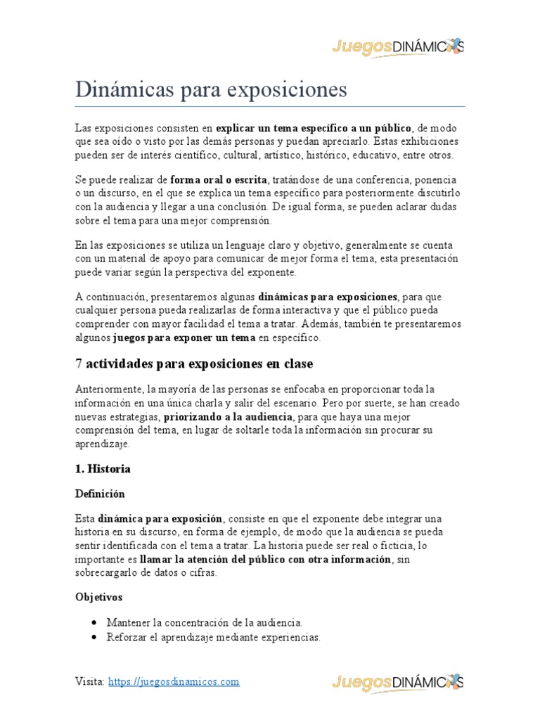 Dinámicas para Exposiciones | PDF