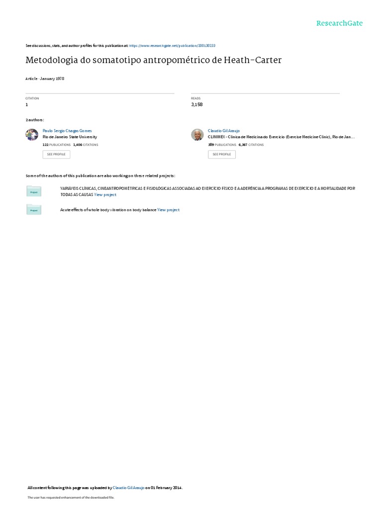 Metodologia Do Somatotipo Antropométrico de Heath-Carter | PDF