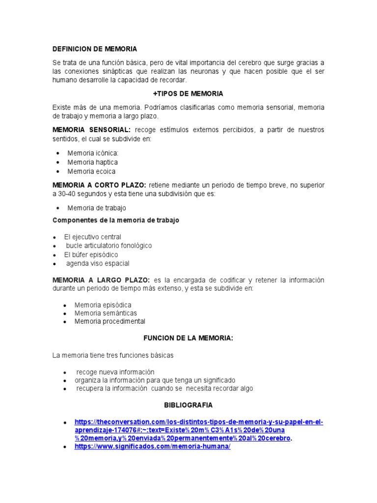 Definicion de Memoria | PDF