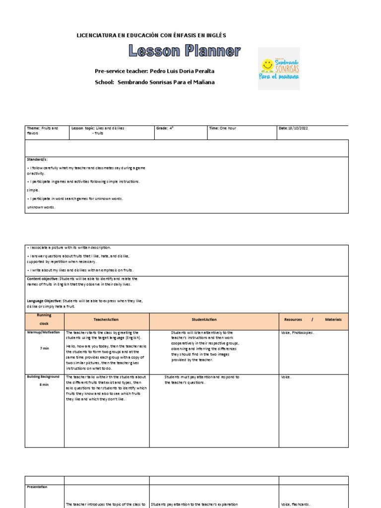 Lesson Planner (Likes and Dislike - Animal) | PDF | Flashcard | Pedagogy