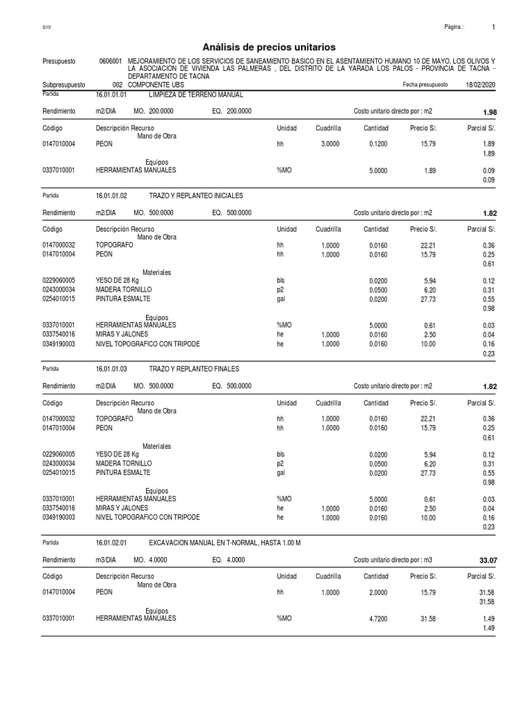 02 Apu - Ubs | PDF | Presupuesto | Albañilería