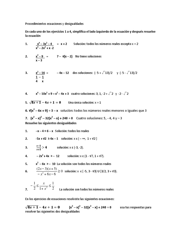 Tarea Optativa de Ecuaciones y Desigualdades | PDF