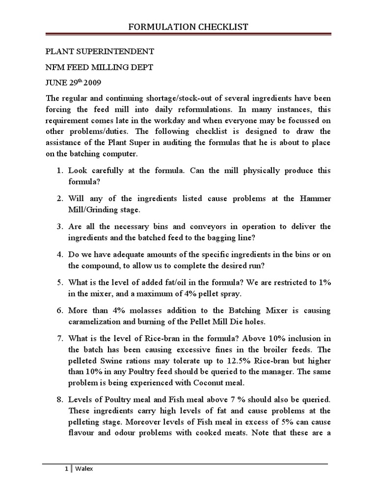 Formulation Checklist For Plant Super | PDF | Phosphate | Animal Feed