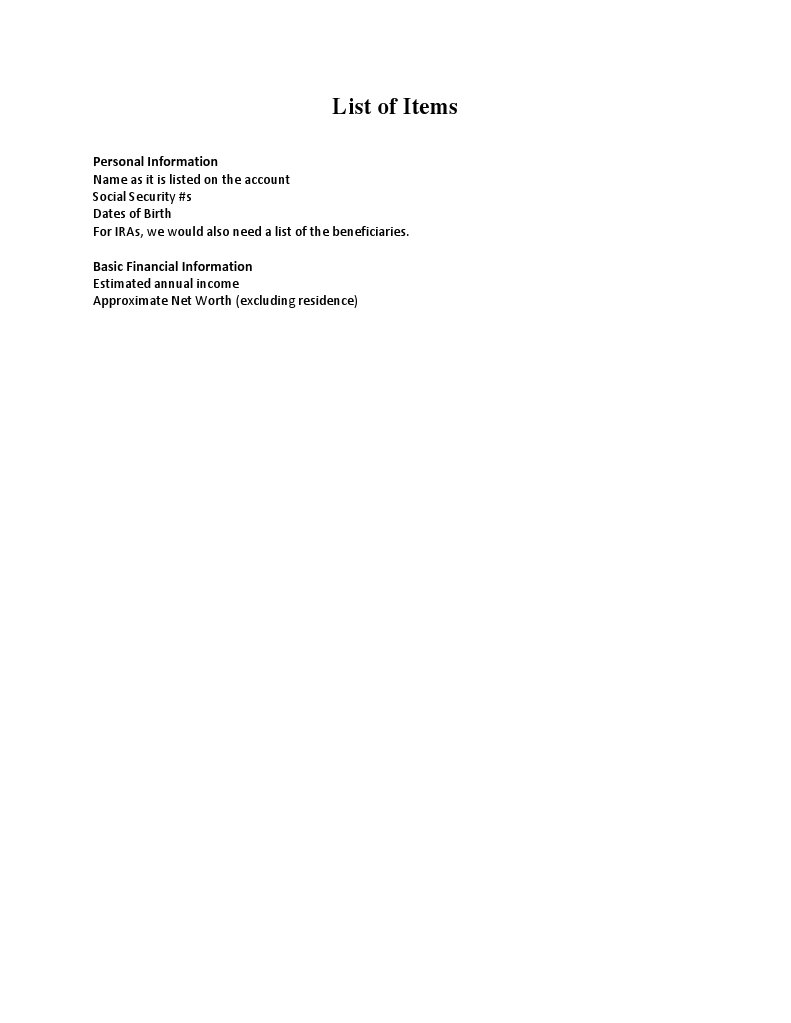 List of Items | PDF