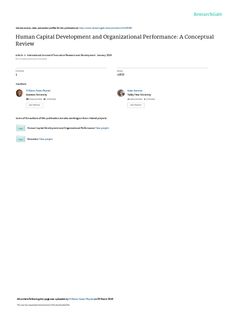 Human Capital's Impact on Performance | PDF | Human Capital | Strategic ...