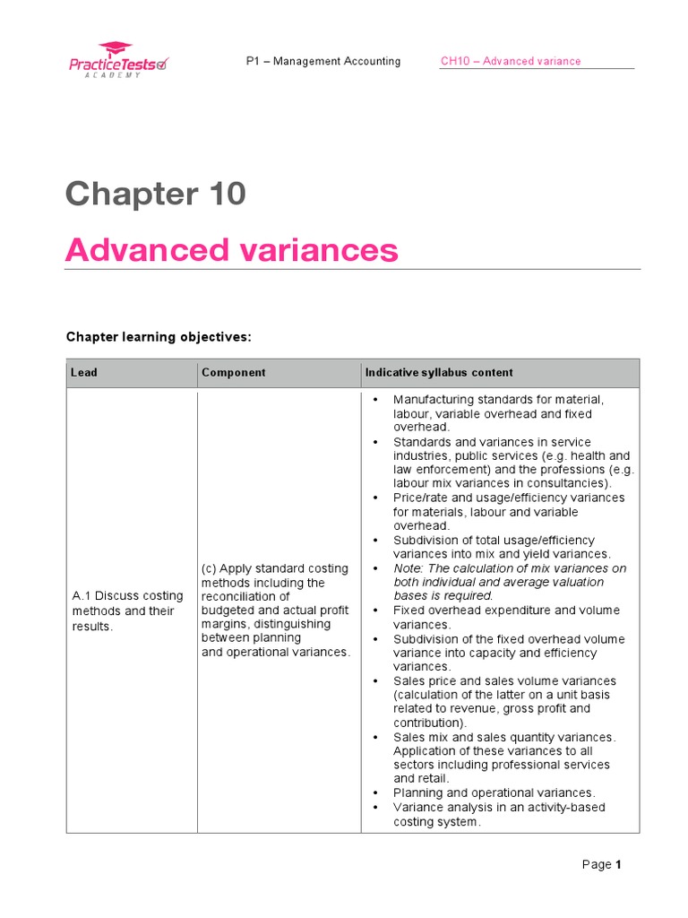 Advanced Variance Analysis in Accounting | PDF | Weighted Arithmetic ...