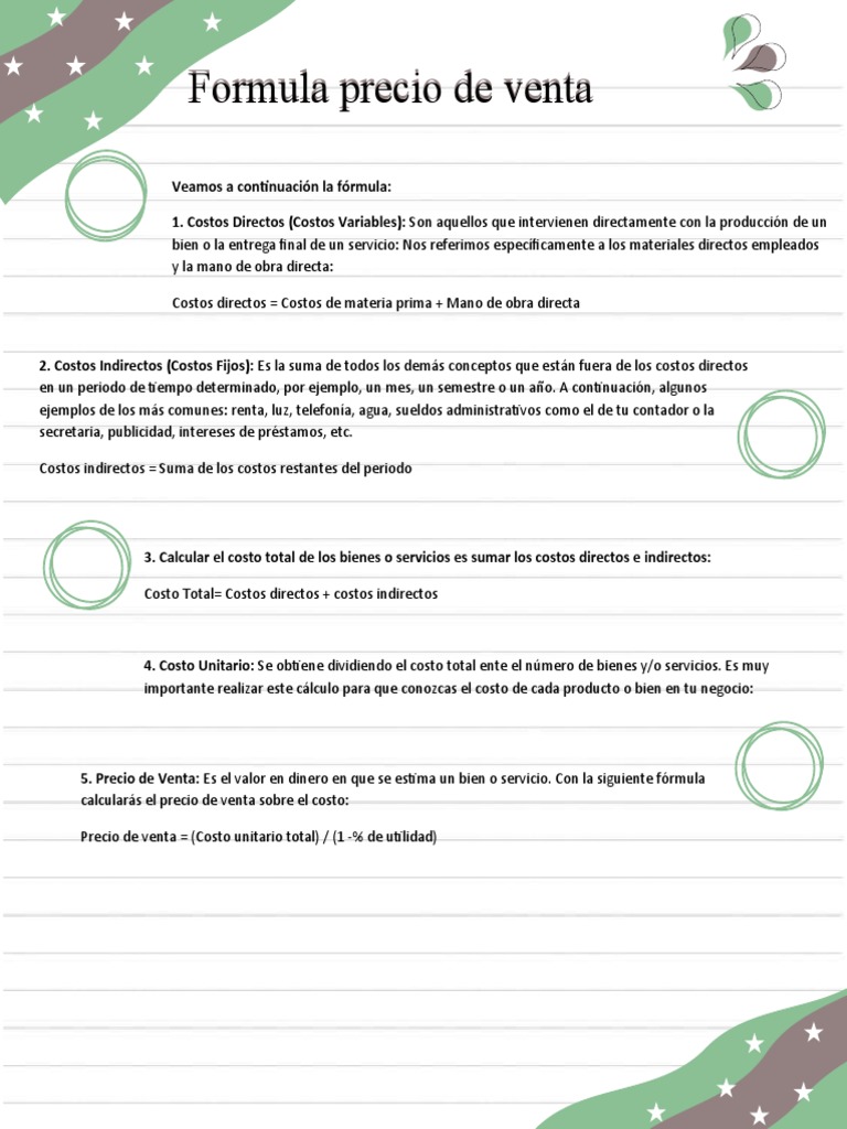 Formula Determinar Precio de Venta | PDF | Finanzas y dinero