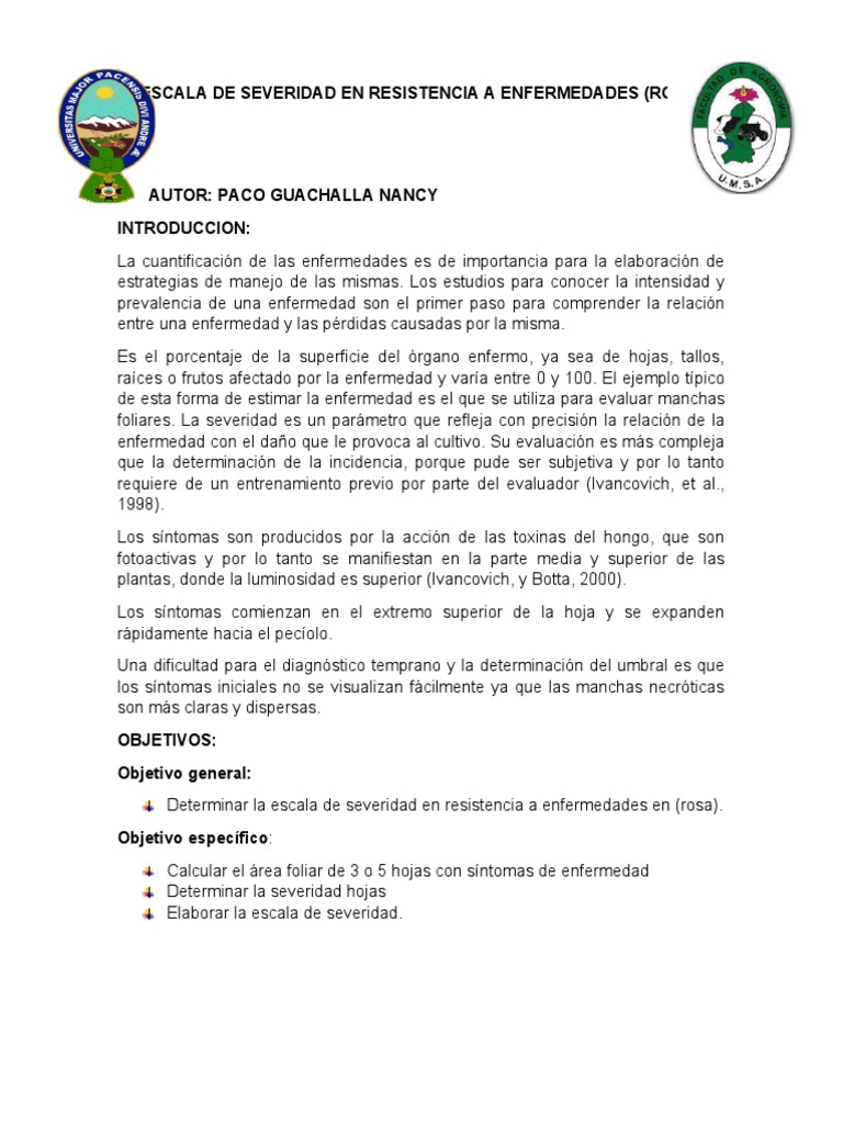 Escala de Severidad en Enfermedades de Rosa | PDF | Hoja | Medicina CLINICA