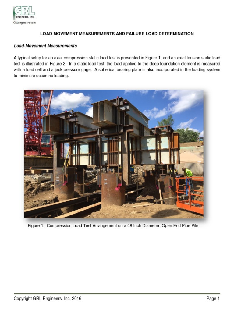 Load Movement Measurements and Failure Load Interpretation | PDF | Deep ...