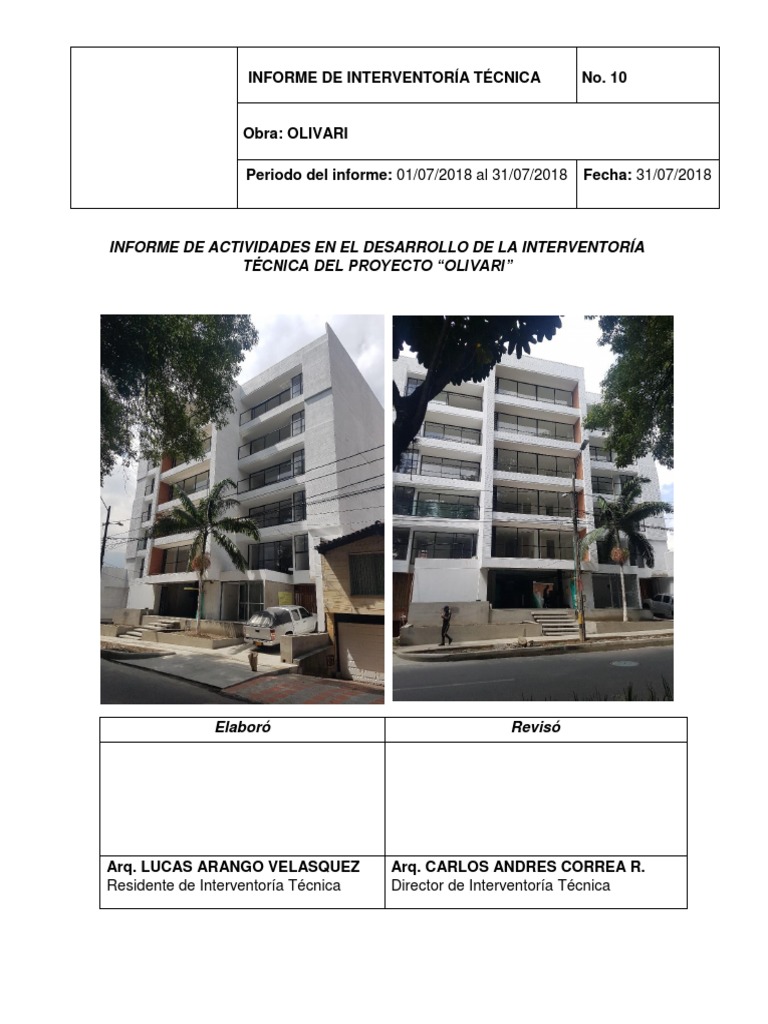 INFORME 10 Interventoria | PDF | Hormigón | Diseño