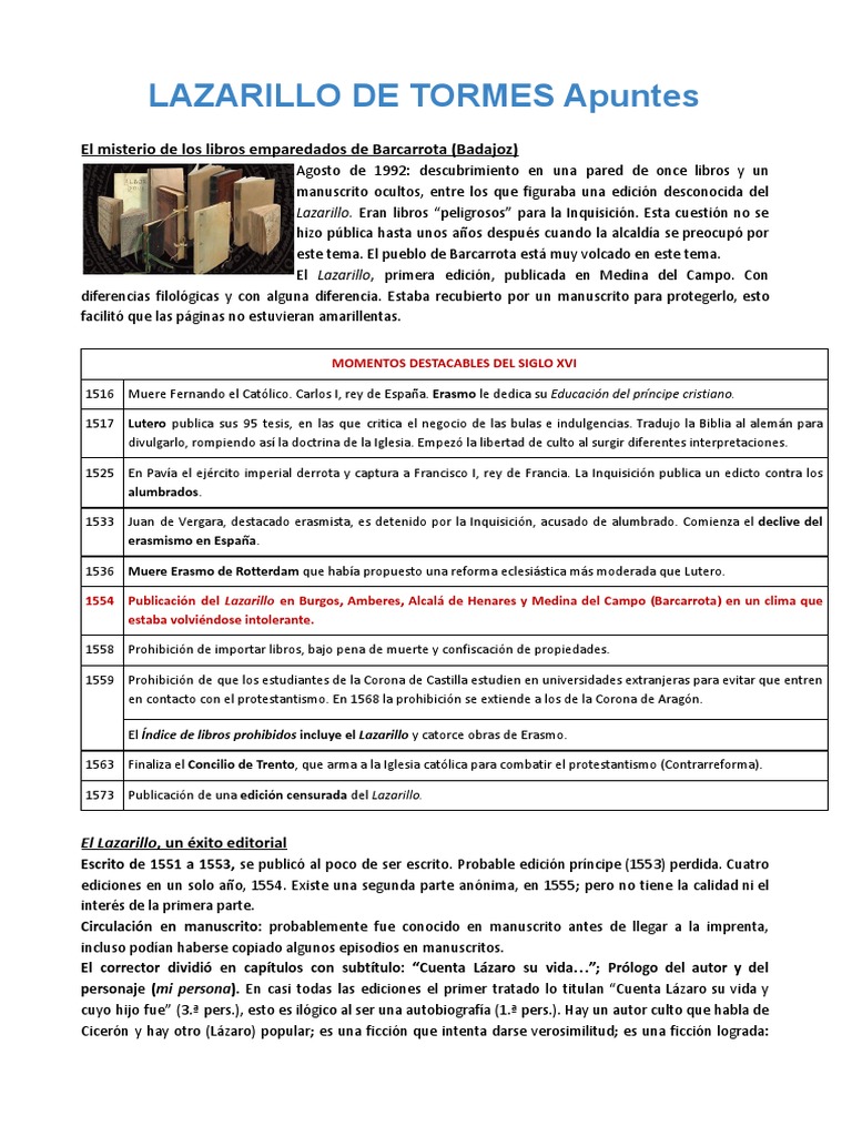 El Lazarillo: Historia y Contexto Social | PDF | Clásicos
