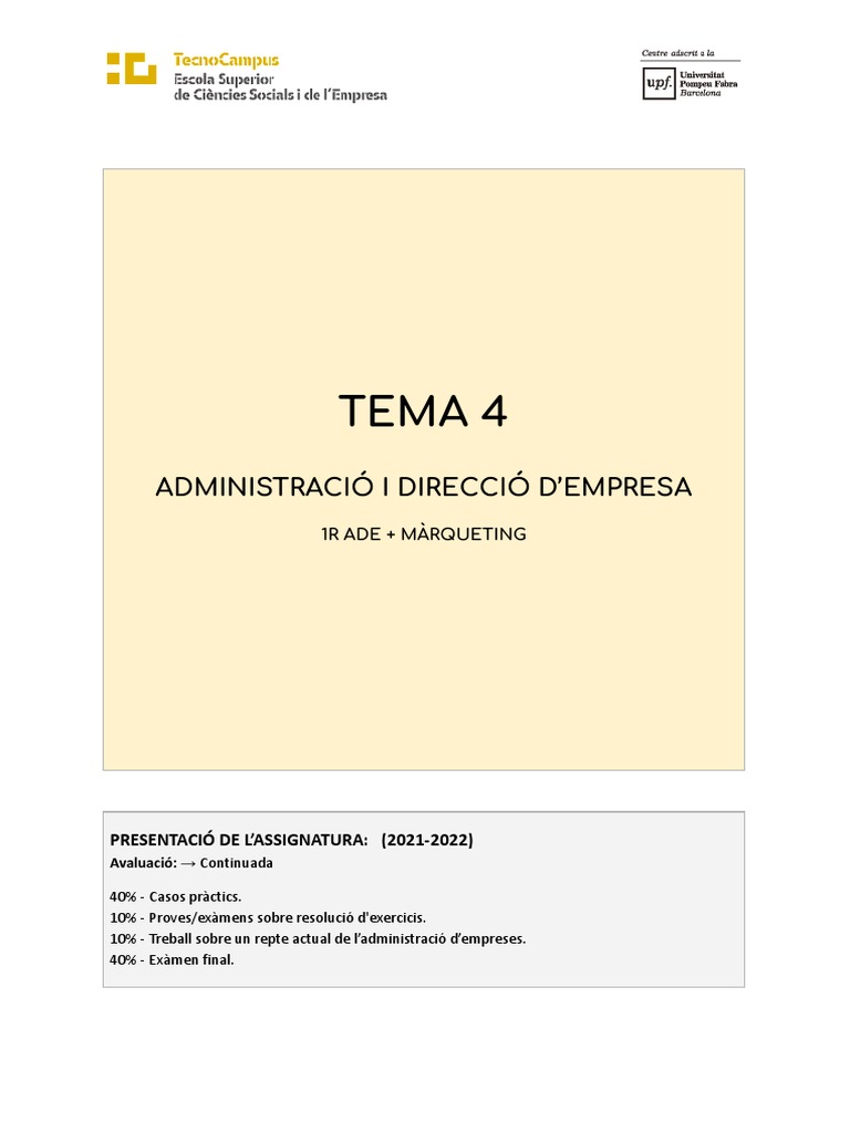 Apunts - Tema 4. Organització | PDF