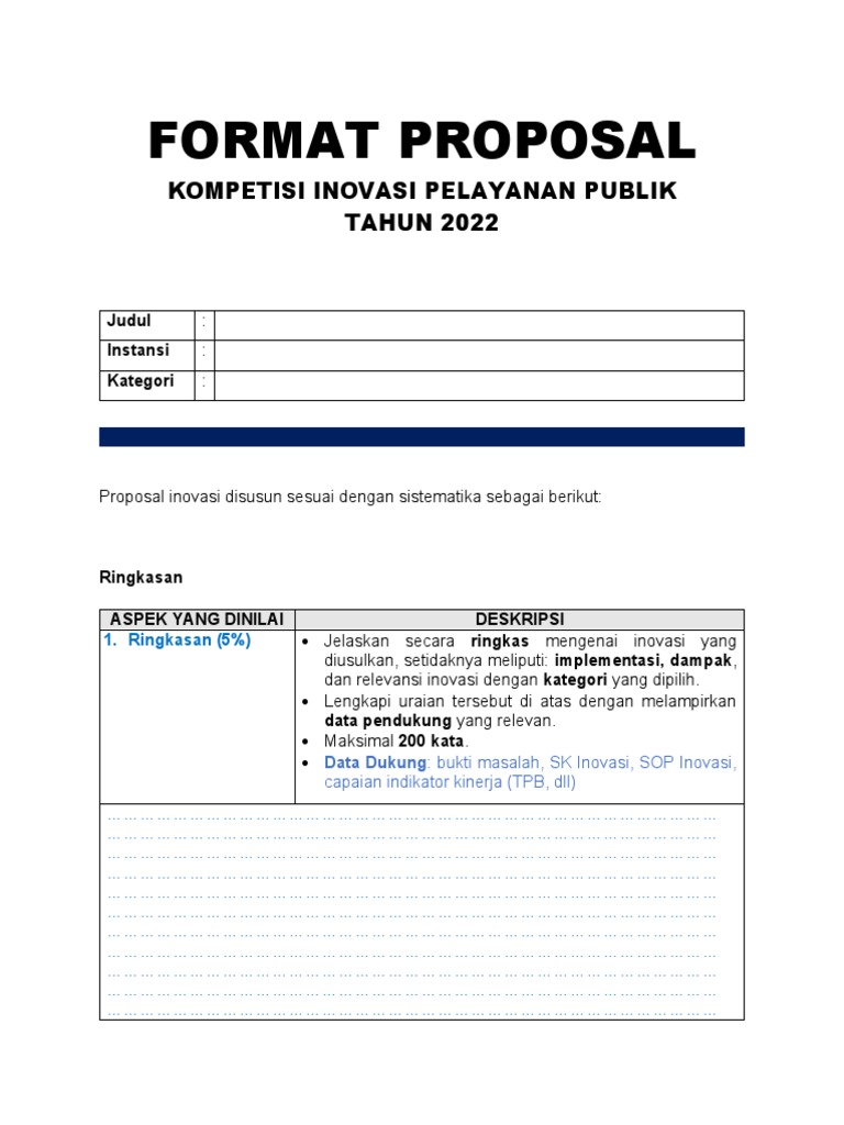 Format Proposal Inovasi KIPP | PDF