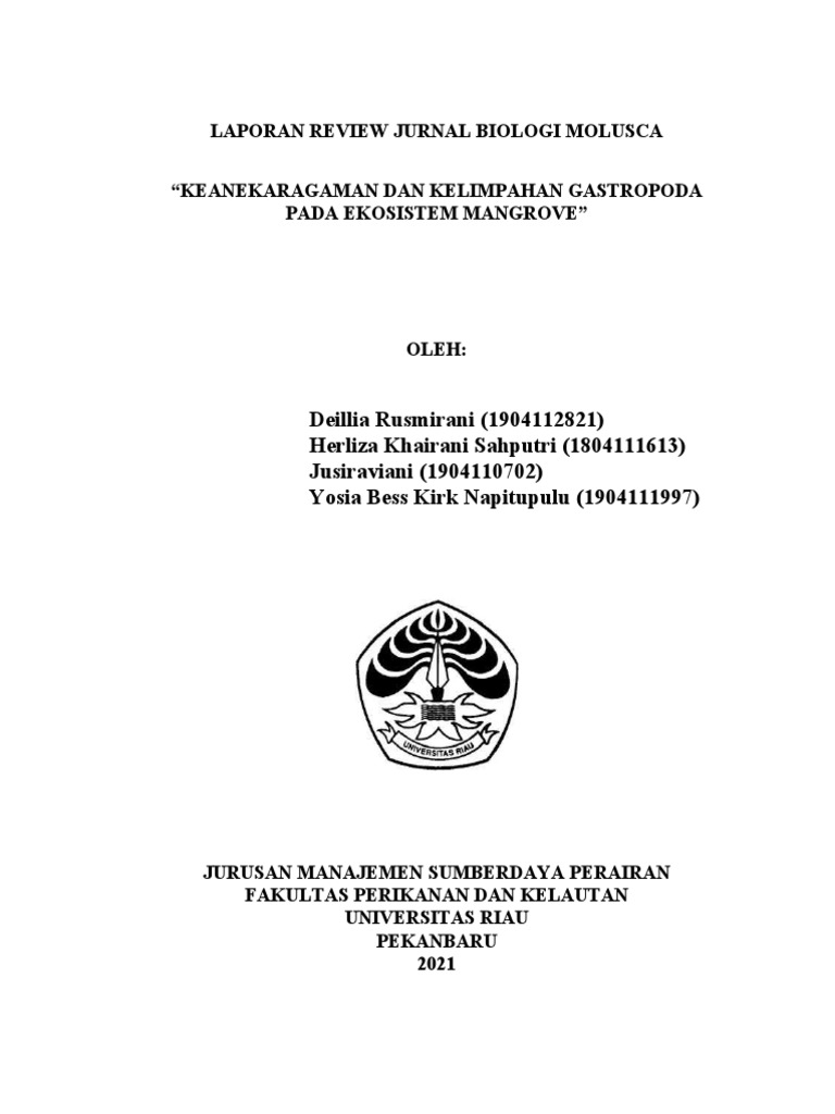 Laporan Review Jurnal Keanekaragaman Dan Kelimpahan Gastropoda Pada ...
