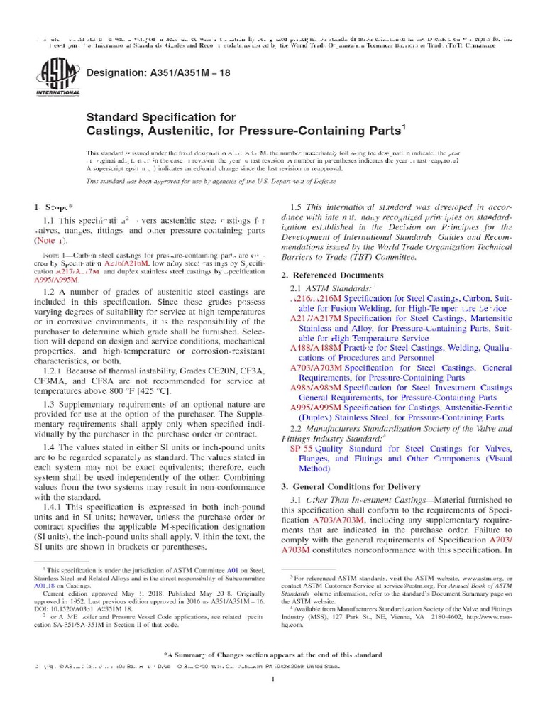 Astm A 351 2018 | PDF