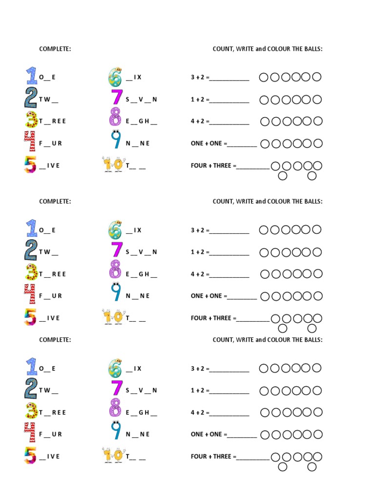 Numbers 1-10 Worksheet | PDF