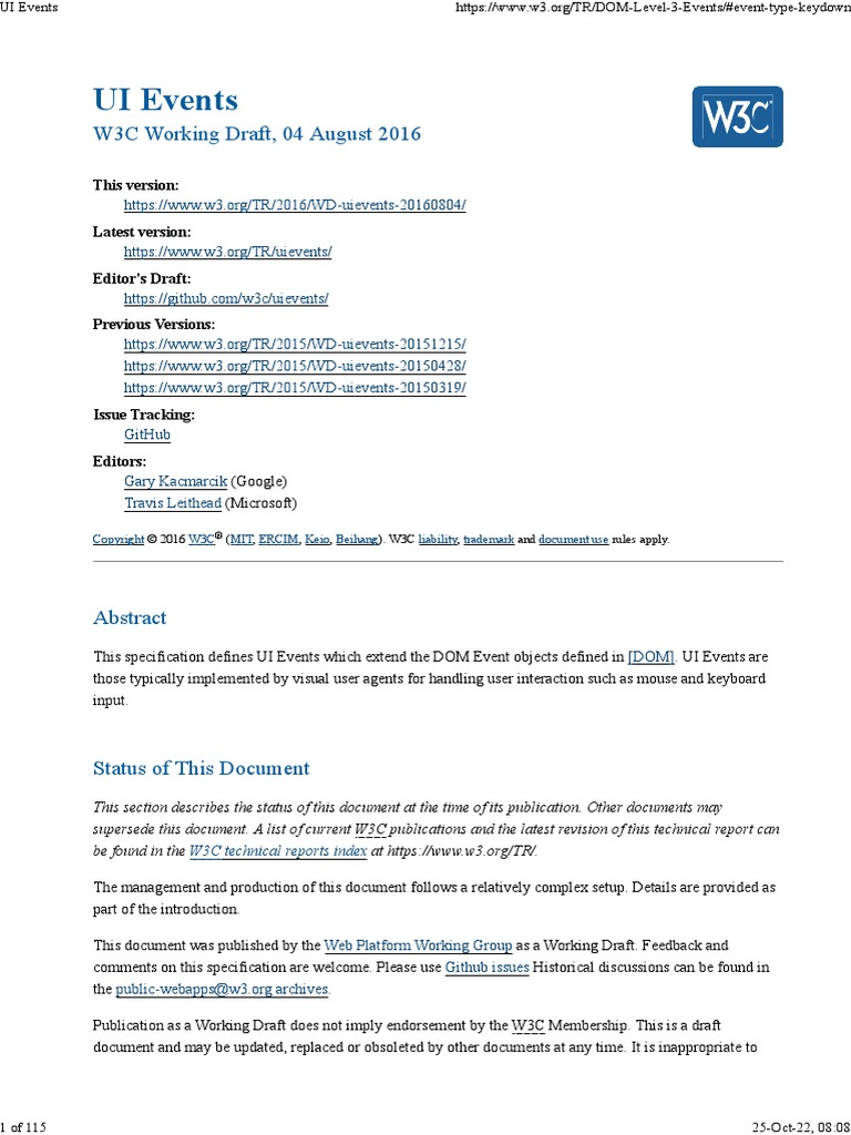 Samsung Tizen Remote Control - W3C - UI Events | PDF | User Interface | World Wide Web Consortium