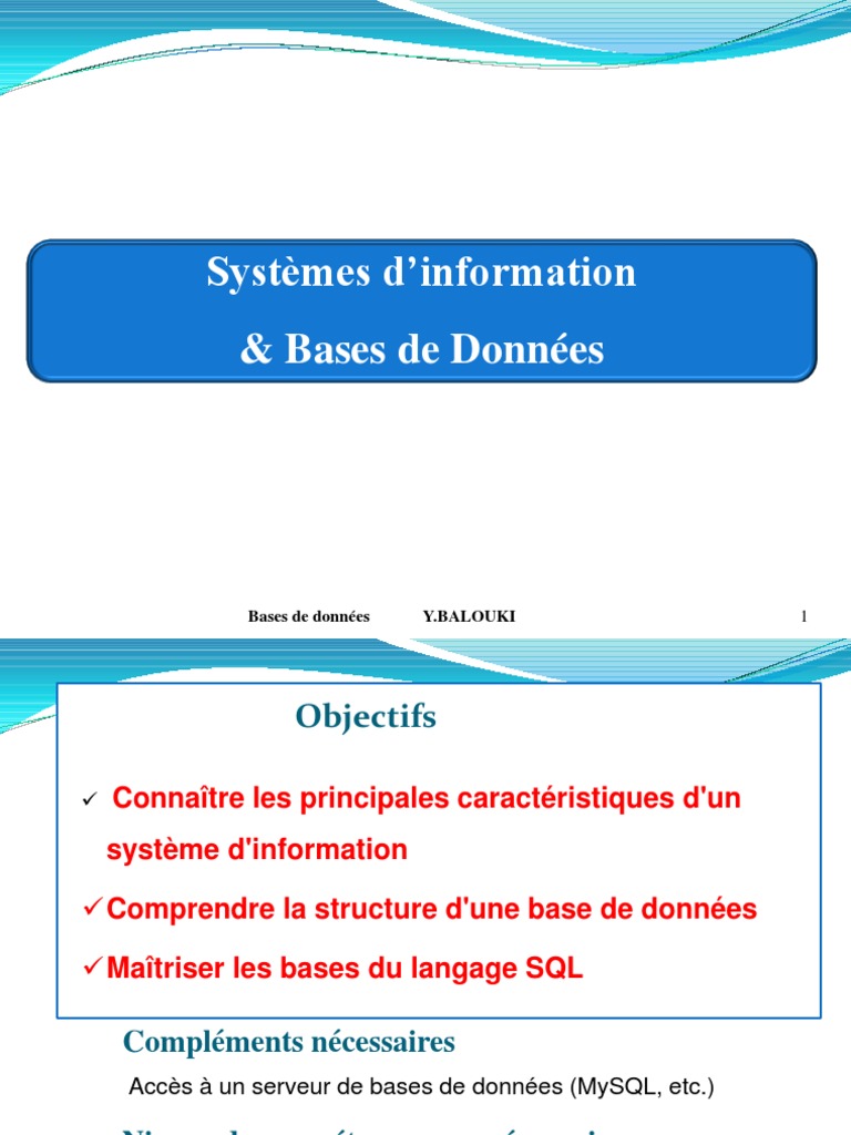 Introduction aux Bases de Données et SQL | PDF | Bases de données ...