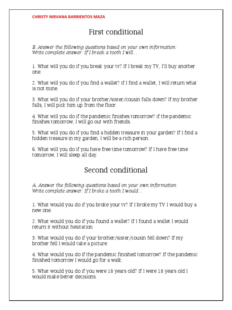 First Vs Second Conditional CHRISTY | PDF First Vs Second Conditional CHRISTY | PDF