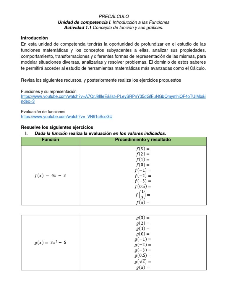 Act. 1.1 Concepto de Función y Sus Gráficas | PDF | Función (Matemáticas) | Matemáticas