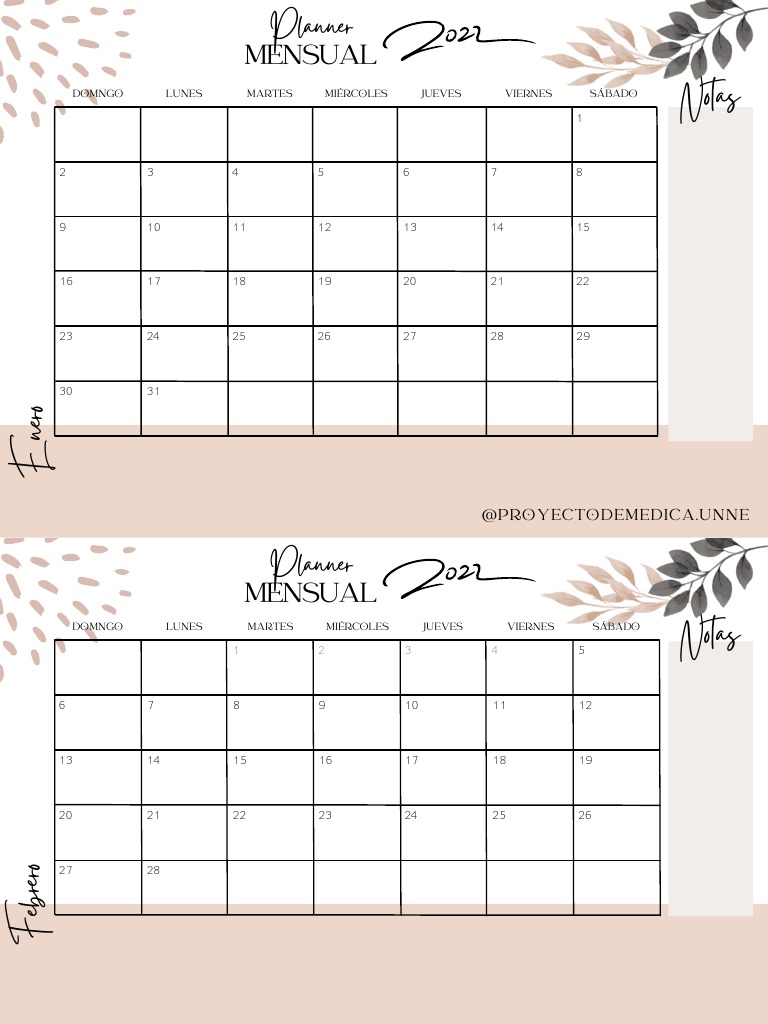 Calendario mensual de actividades | PDF