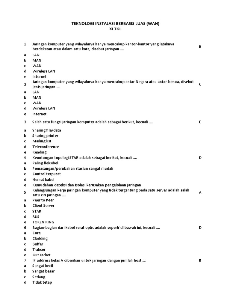 Soal Pas Wan Xi-Tkj | PDF