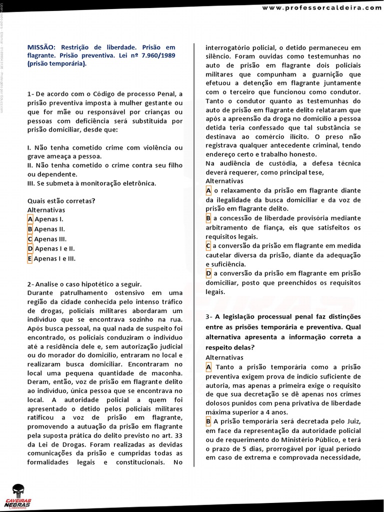 6 Exercicios Missao Restricao de Liberdade Prisao em Flagrante Prisao ... 6 Exercicios Missao Restricao de Liberdade Prisao em Flagrante Prisao ...