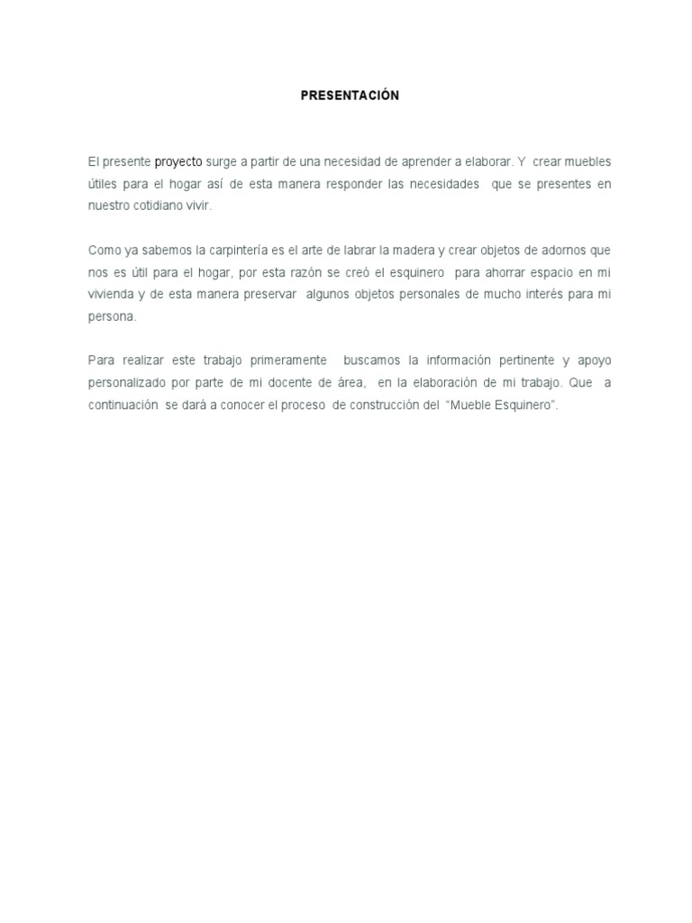 Proyecto Final - EJEMPLO | PDF | Maestros | Mueble