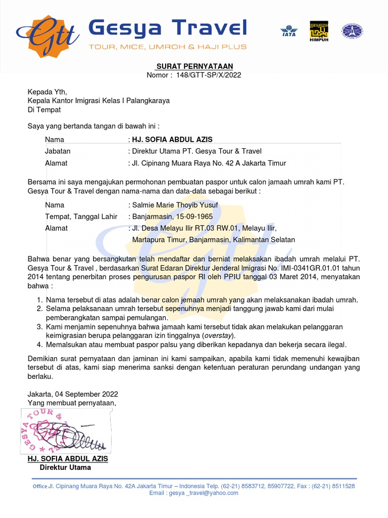 Surat Rekomendasi Pembuatan Paspor Baru Dari Travel Umrah Pdf