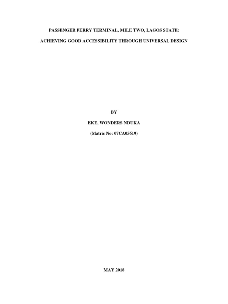 Accessibility in Mile Two Ferry Terminal | PDF | Accessibility ...