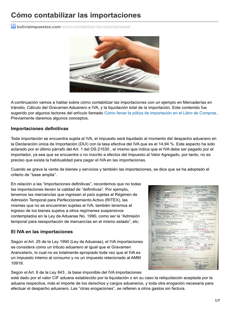 Contabilidad del IVA en Importaciones | PDF | aduana | Impuesto al ...