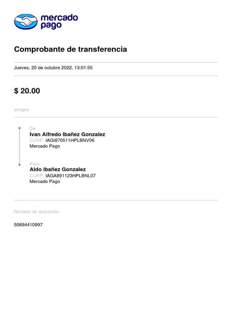 Mercadopago Comprobante 50694410997 | PDF Mercadopago Comprobante 50694410997 | PDF