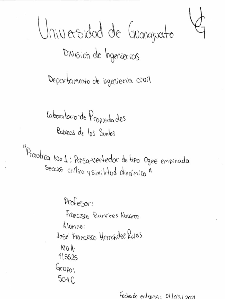 Practica - Presa Vertedor de Tipo Ogee Empinada Sección Crítica y ...