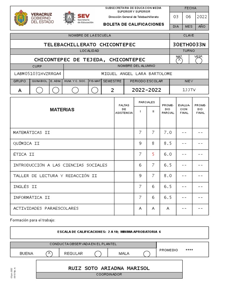 Boletas 2A | PDF | Educación Secundaria | Etapas educativas