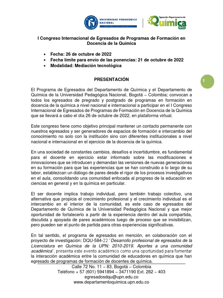 Documento Congreso Egresados DQU | PDF | Método de enseñanza