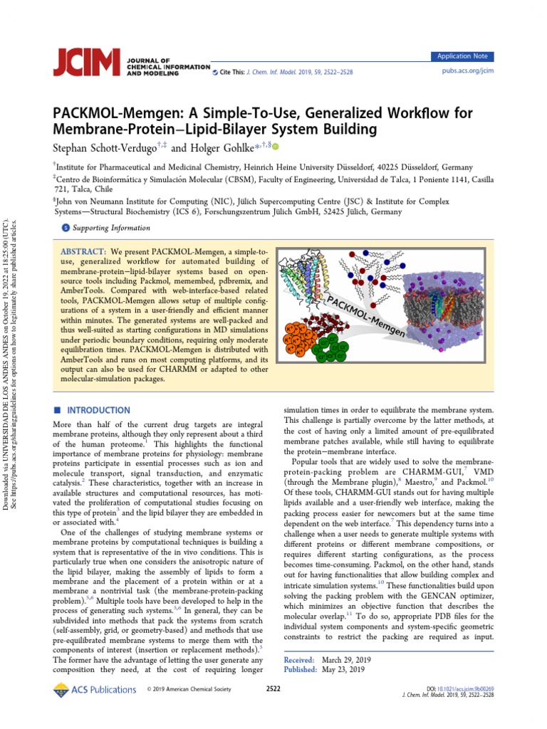 Acs Jcim 9b00269 | PDF | Lipid Bilayer | Proteins
