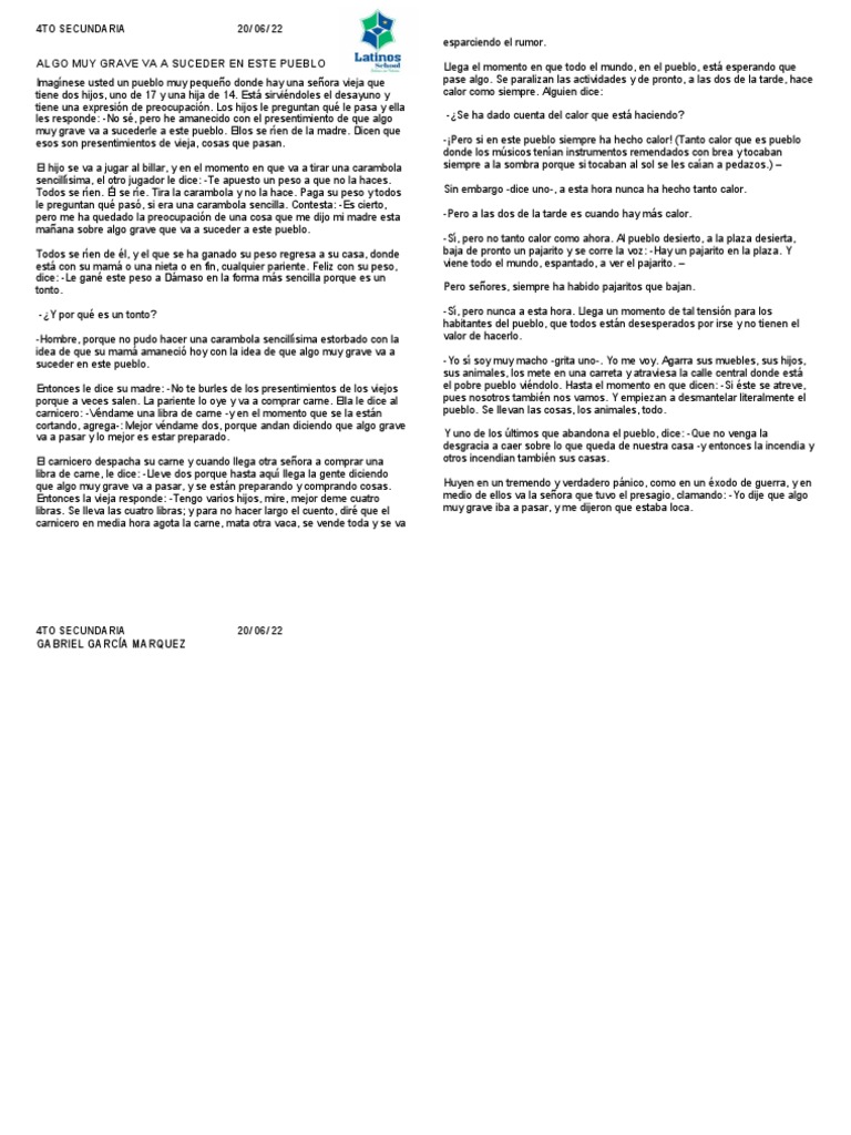 Algo Muy Grave Va A Suceder en Este Pueblo | PDF