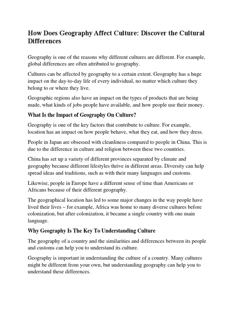 How Does Geography Affect Culture | PDF | Traditions | Behavior