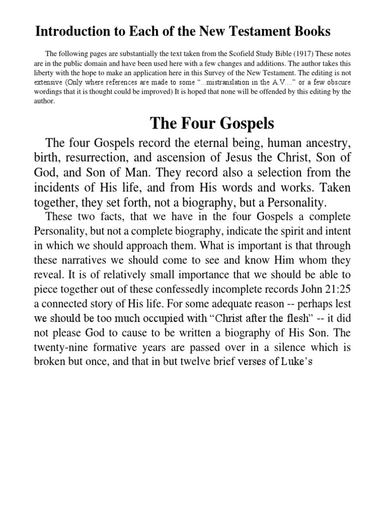 Introduction To Each of The New Testament Books | PDF | Paul The ...