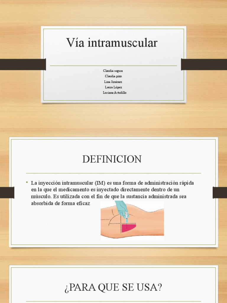 Vía Intramuscular | PDF | Inyección (medicina) | Farmacia