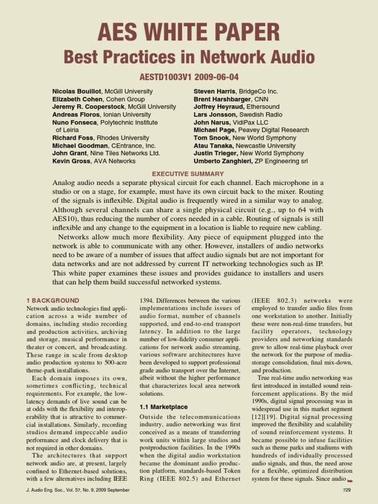 Best Practices in Network Audio | PDF