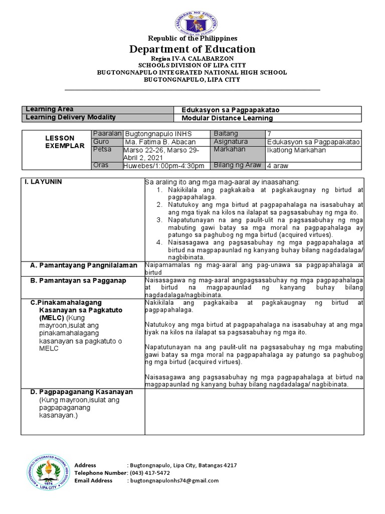 Esp 7 3rdquarter 1st | PDF